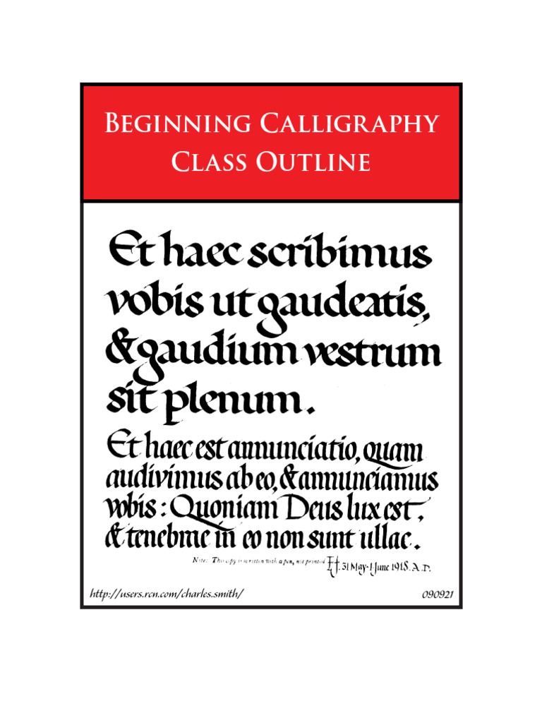 Beggining Calligraphy Class Outline | PDF | Writing
