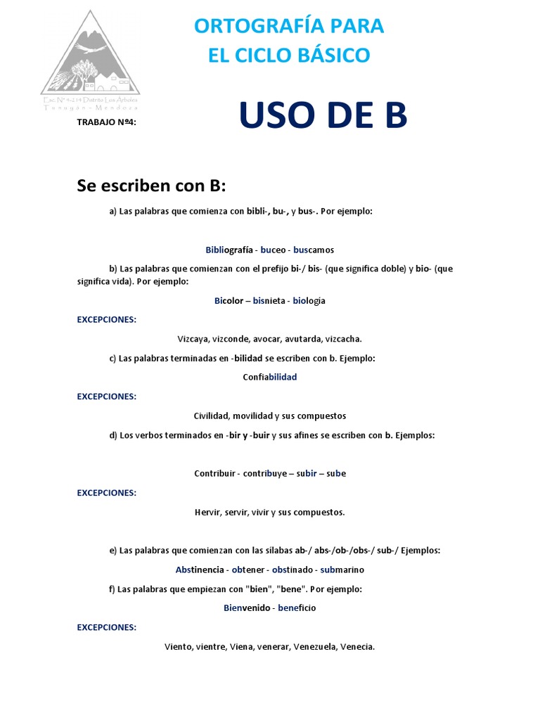 ORTOGRAFÍA TRABAJO Nº4 USO DE B y V | PDF | Clima | Desierto