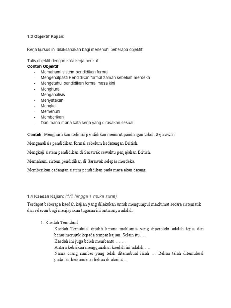 Cara Menulis Objektif Dan Kaedah Kajian | PDF