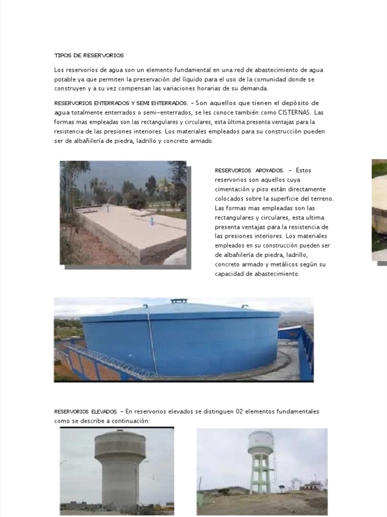 PDF Tipos de Reservorios | PDF | Reservorio | Agua