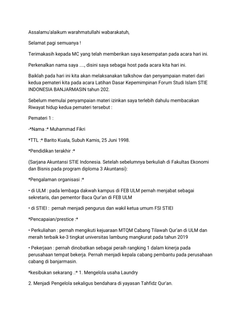 Talkshow Kepemimpinan SOHIP di FSI | PDF