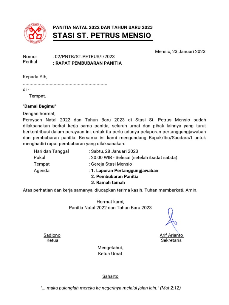 Undangan Pembubaran Panitia NATARU | PDF