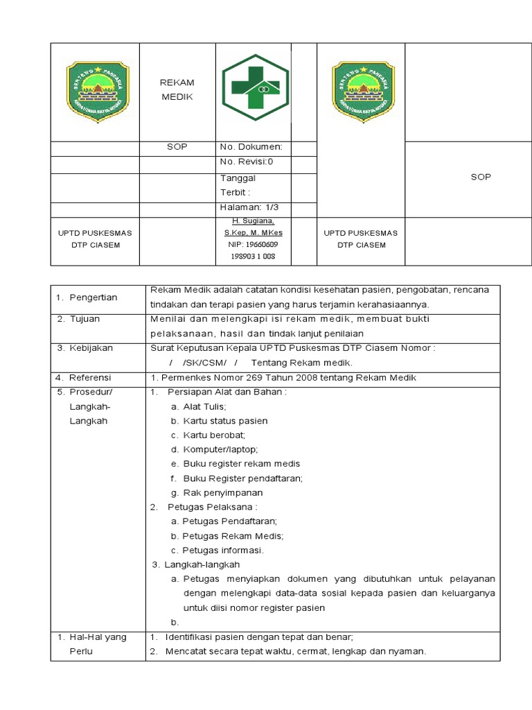 Sop Rekam Medis | PDF