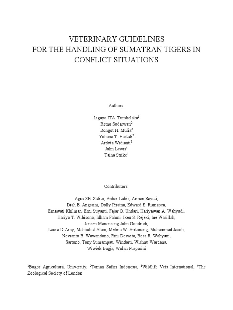 Vet Guidelines For Handling of Sumatran Tigers in Conflict 2012 ENG ...