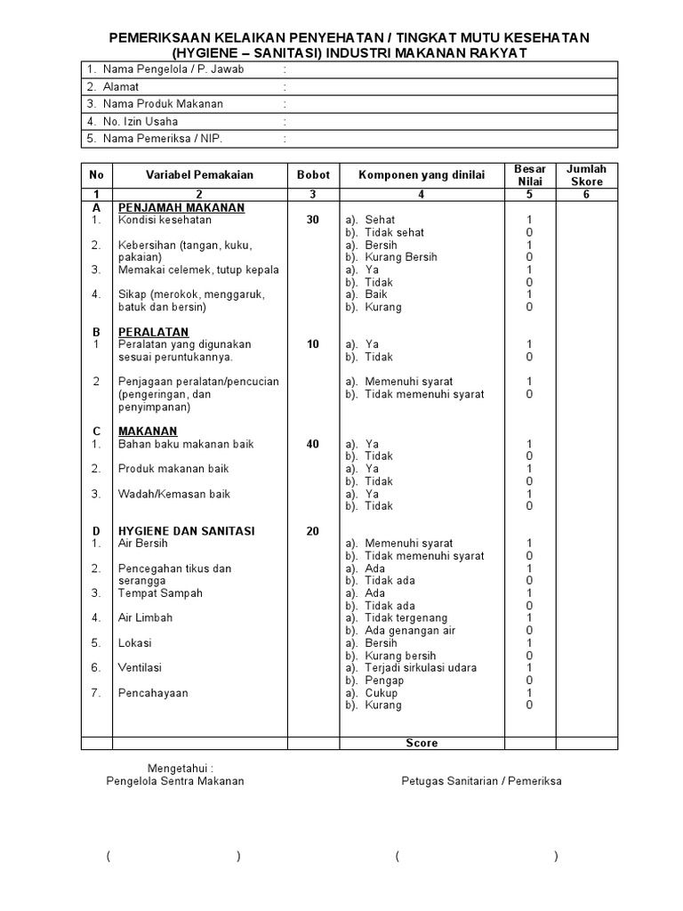 Form Industri Makanan Rakyat Dan Jajanan | PDF