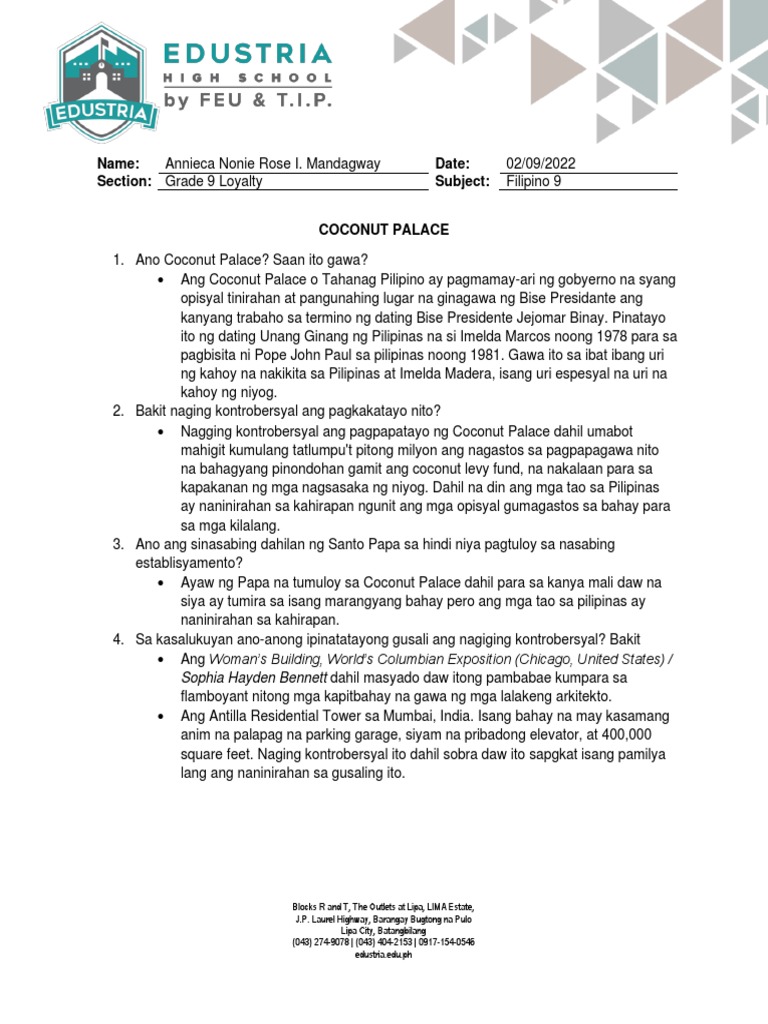 Coconut Palace | PDF