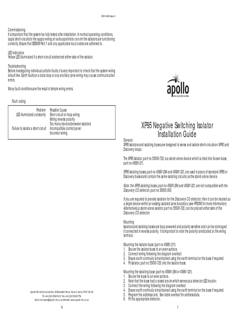 Apoolo XP95 AFA O&M | PDF | Electrical Wiring | Equipment