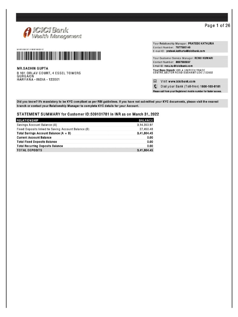 Bank Statement 1 April 2021 To 31 March 2022 | PDF