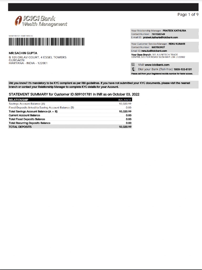 Bank Statement OCT 2022 | PDF