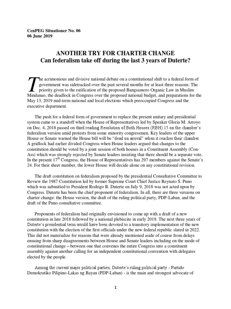 Another Try For Charter Change | PDF | United States House Of ...
