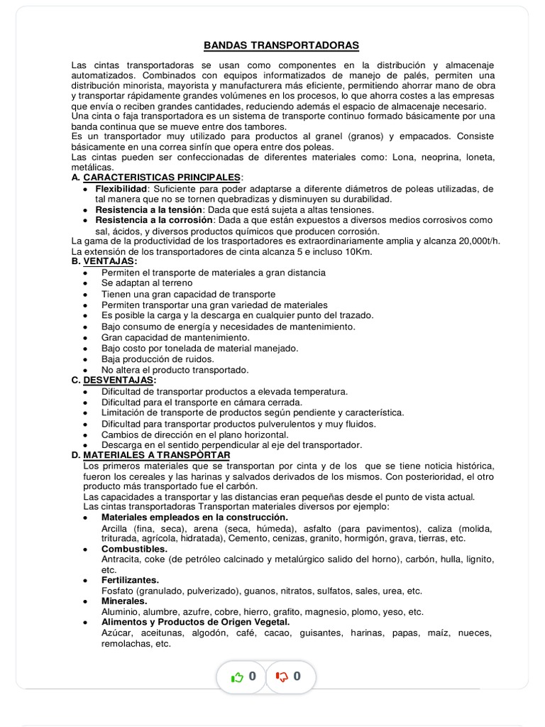 Bandas Transportadoras | PDF | Materiales