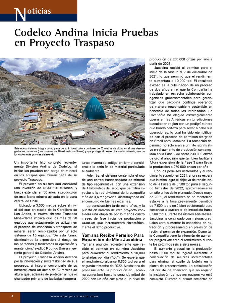 Codelco Andina | PDF | Minería | Chile