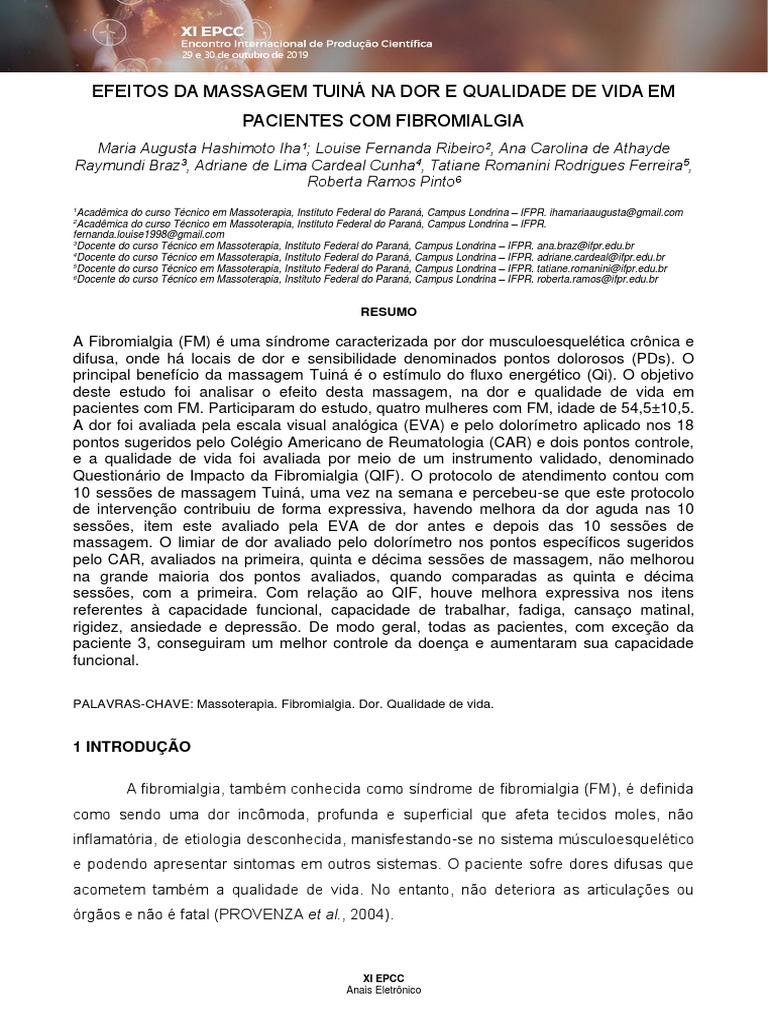 Maria Augusta Hashimoto Iha | PDF | Fibromialgia | Massagem