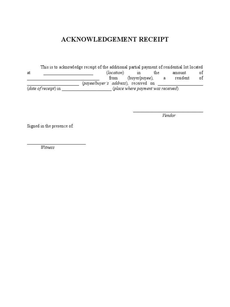 Simple Acknowledgement Receipt | PDF