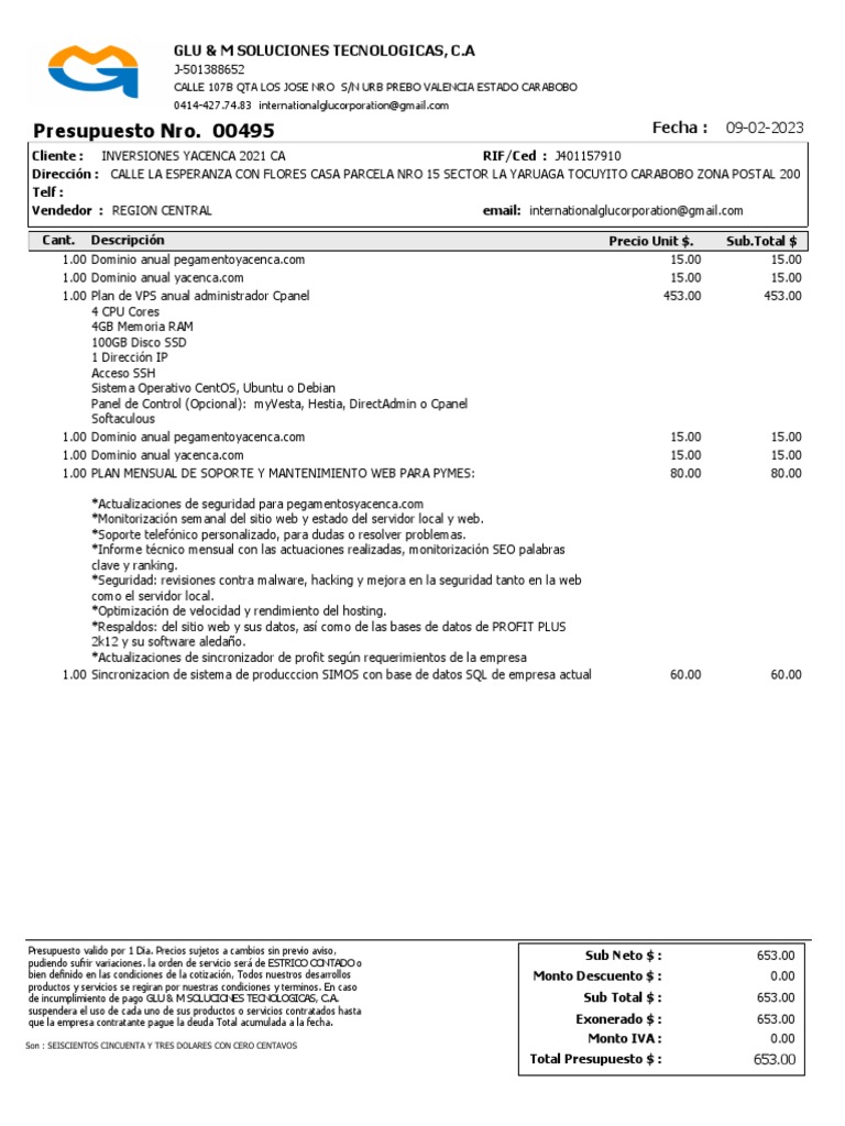 Plan de VPS Anual Dominio, Mantenimiento para Conectar El Sincronizador ...