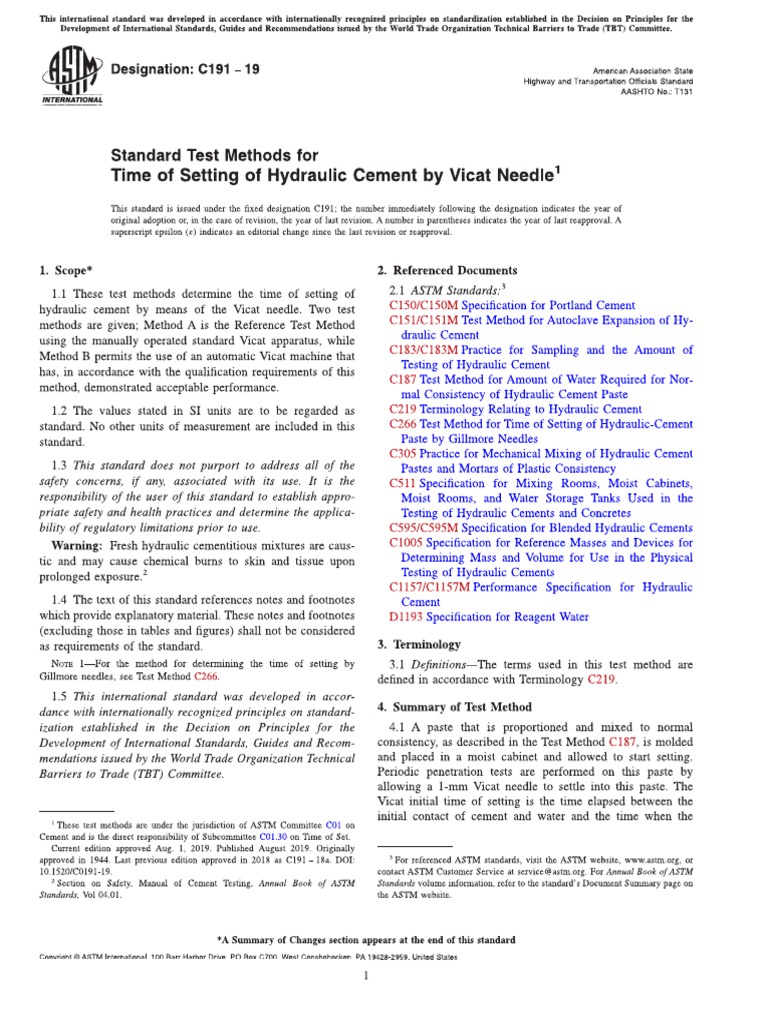 Astm C191-19 | PDF