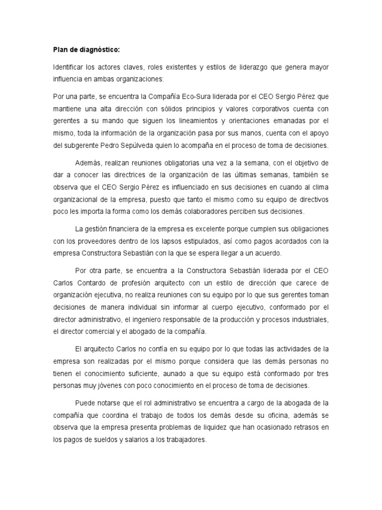 Plan de Diagnóstico | PDF | Liderazgo | Mediación