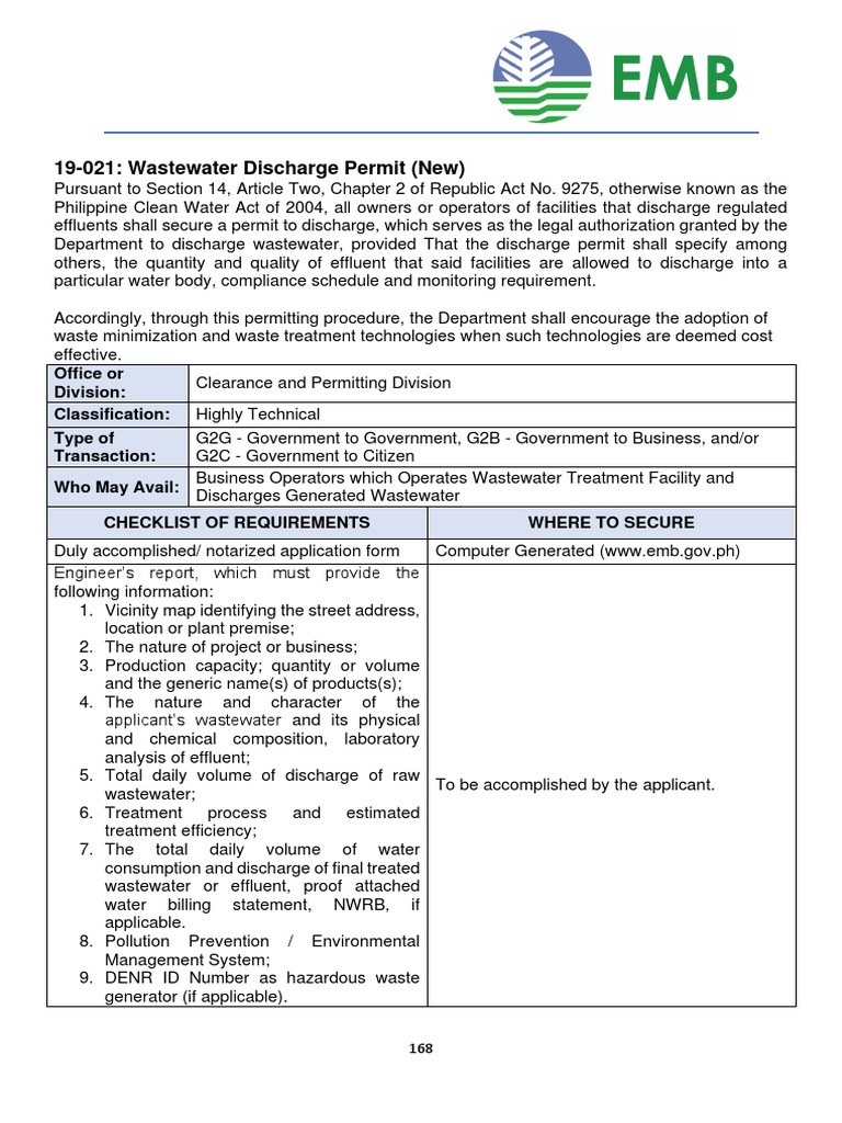 Wastewaster Discharge Permit New | PDF