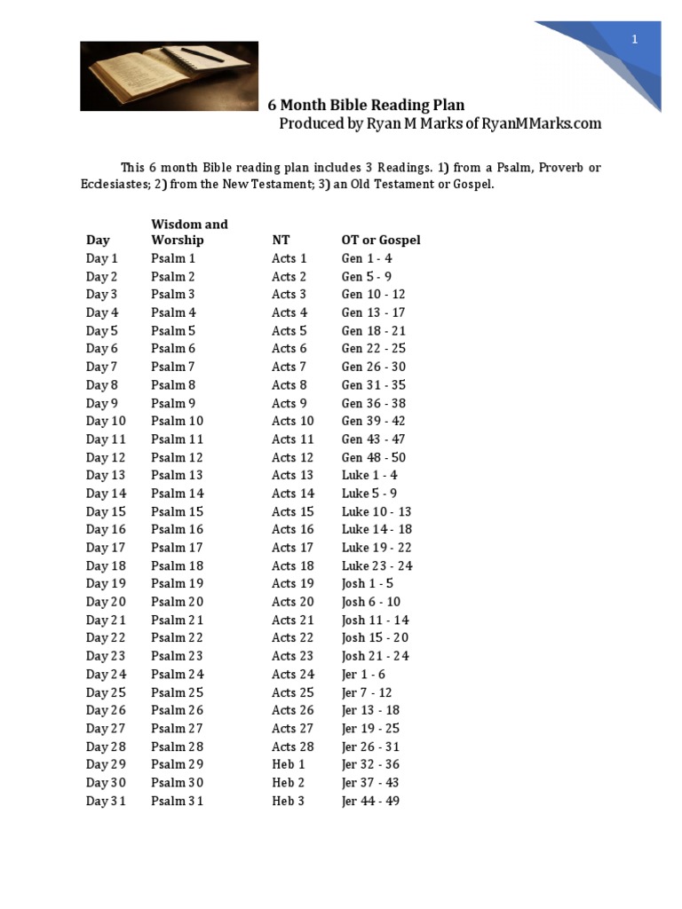 6-Month Bible Reading Plan | PDF | Gospel Of Luke | David