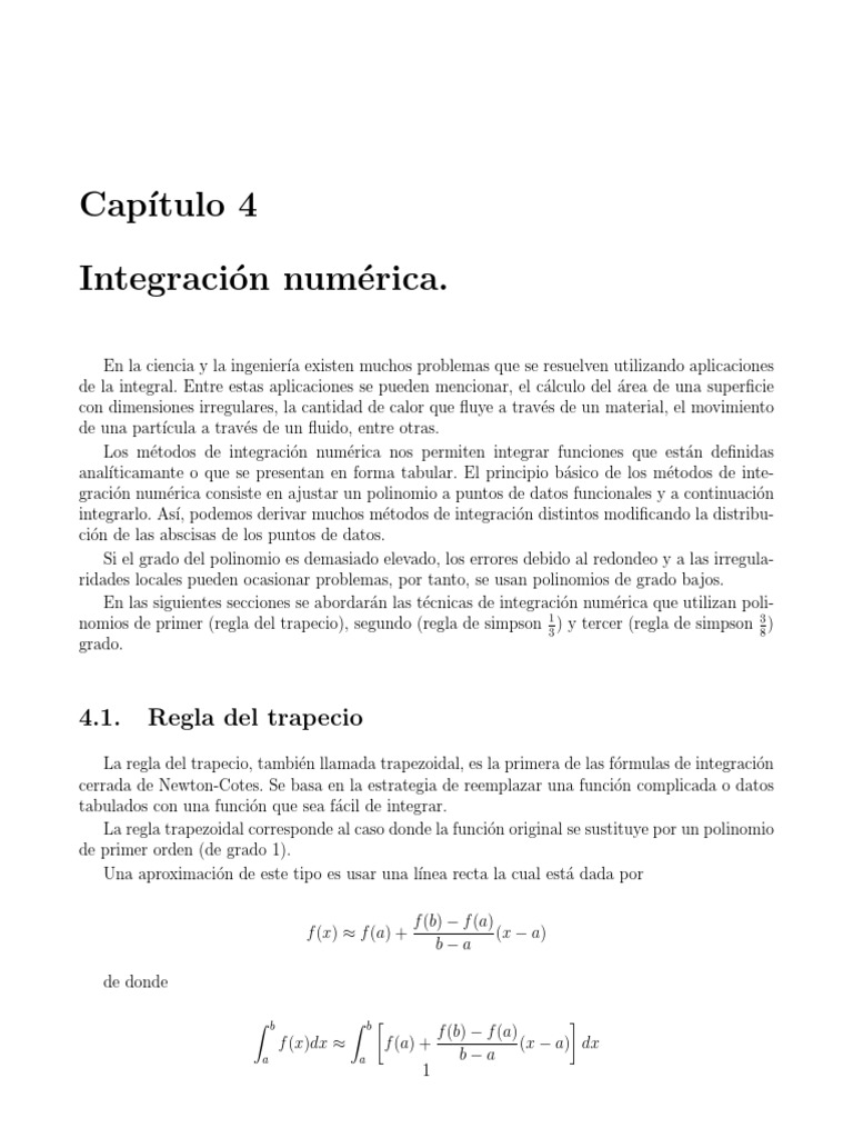 Métodos numéricos para la integración: Regla del trapecio y aplicaciones múltiples | PDF ...