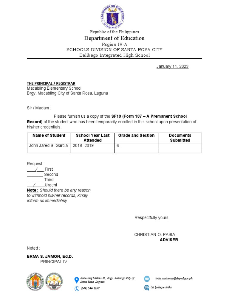 Request Form 137 | PDF