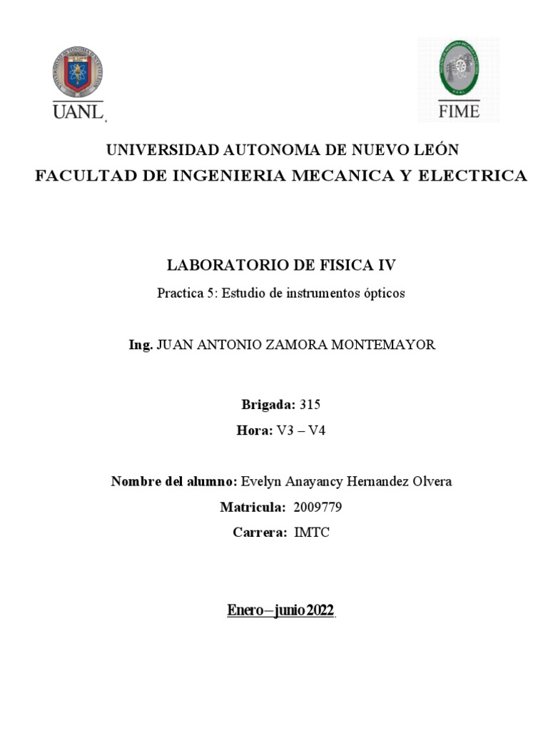 Practica 5 Fisica 4 | PDF | Óptica | Ligero