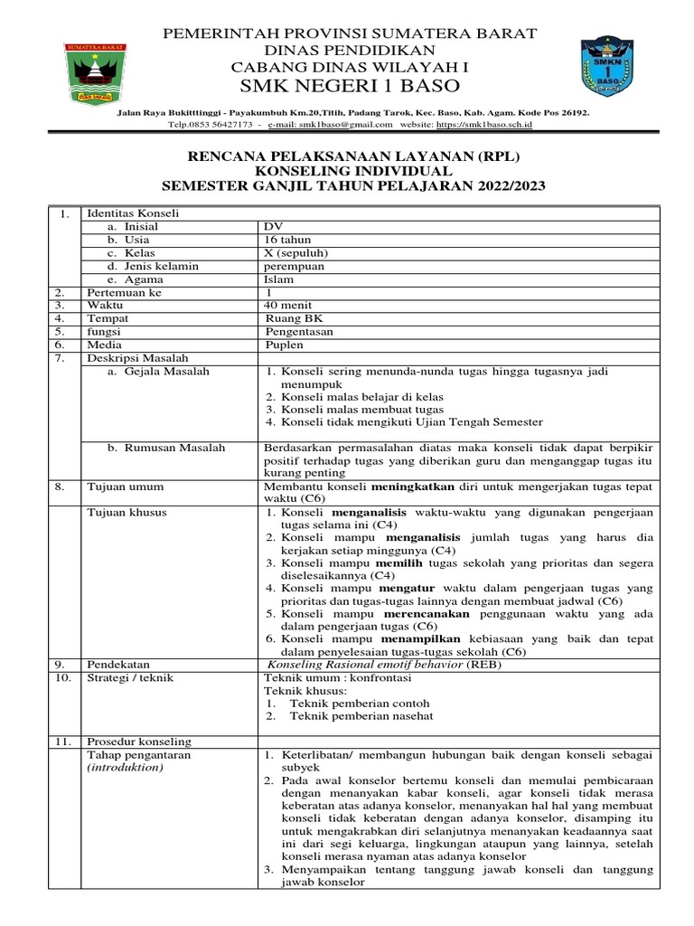 RPL Aksi 4 Konseling Individual-Elwis Susanti | PDF