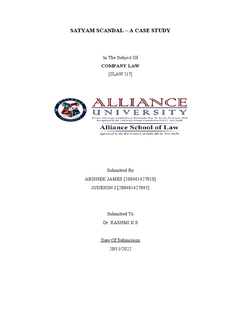 Satyam Scandal Case Study Analysis | PDF | Economies | Business