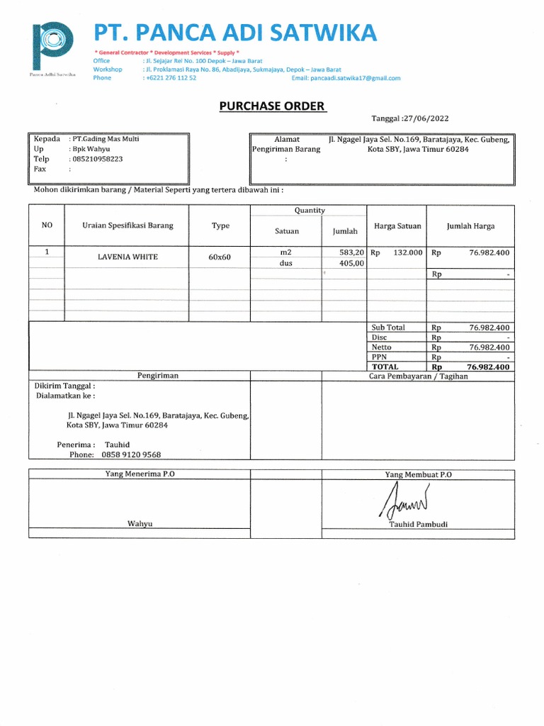 Po Lavenia White Ubaya Surabaya | PDF