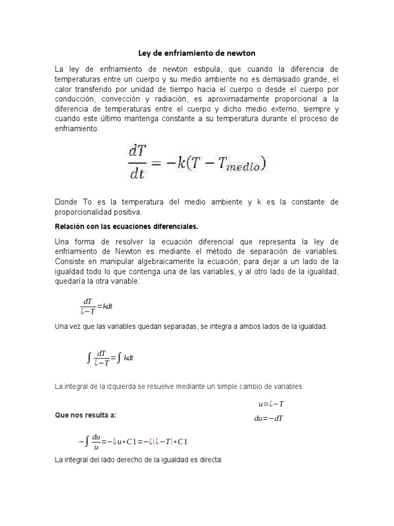 Ley de Enfriamiento de Newton Etapa 2 | PDF