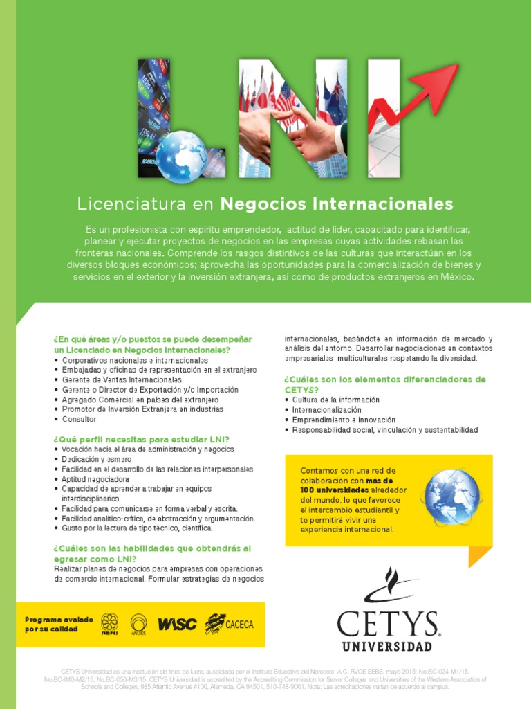 Lic en Negocios Internacionales | PDF | Iniciativa empresarial | Negocios Internacionales