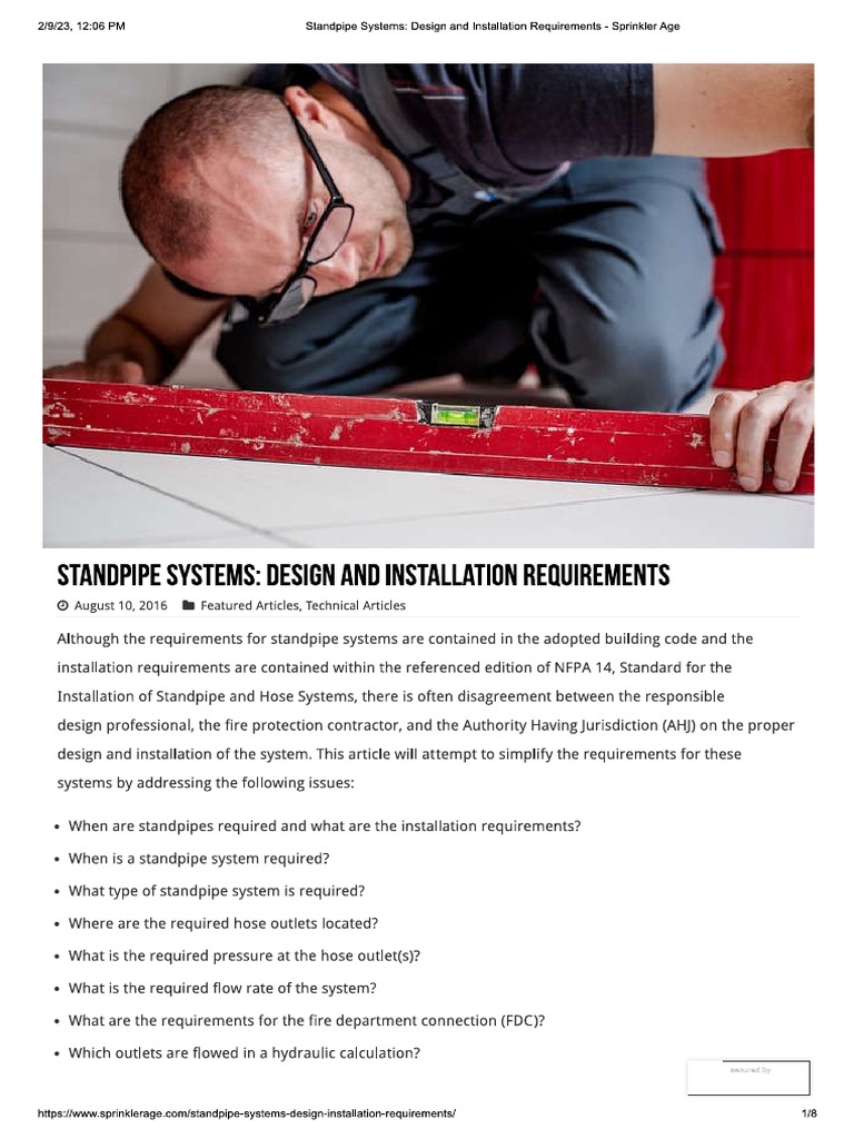 Standpipe Systems - Design and Installation Requirements - Sprinkler ...