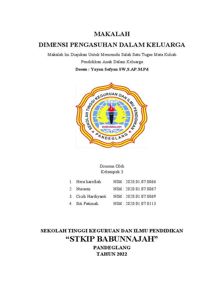 Makalah Dimensi Pengasuhan Dalam Keluarga | PDF | Karier & Perkembangan | Kesehatan Holistik