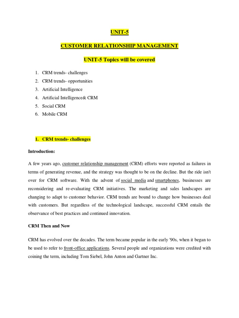 Unit-5 CRM | Download Free PDF | Customer Relationship Management | Social Media