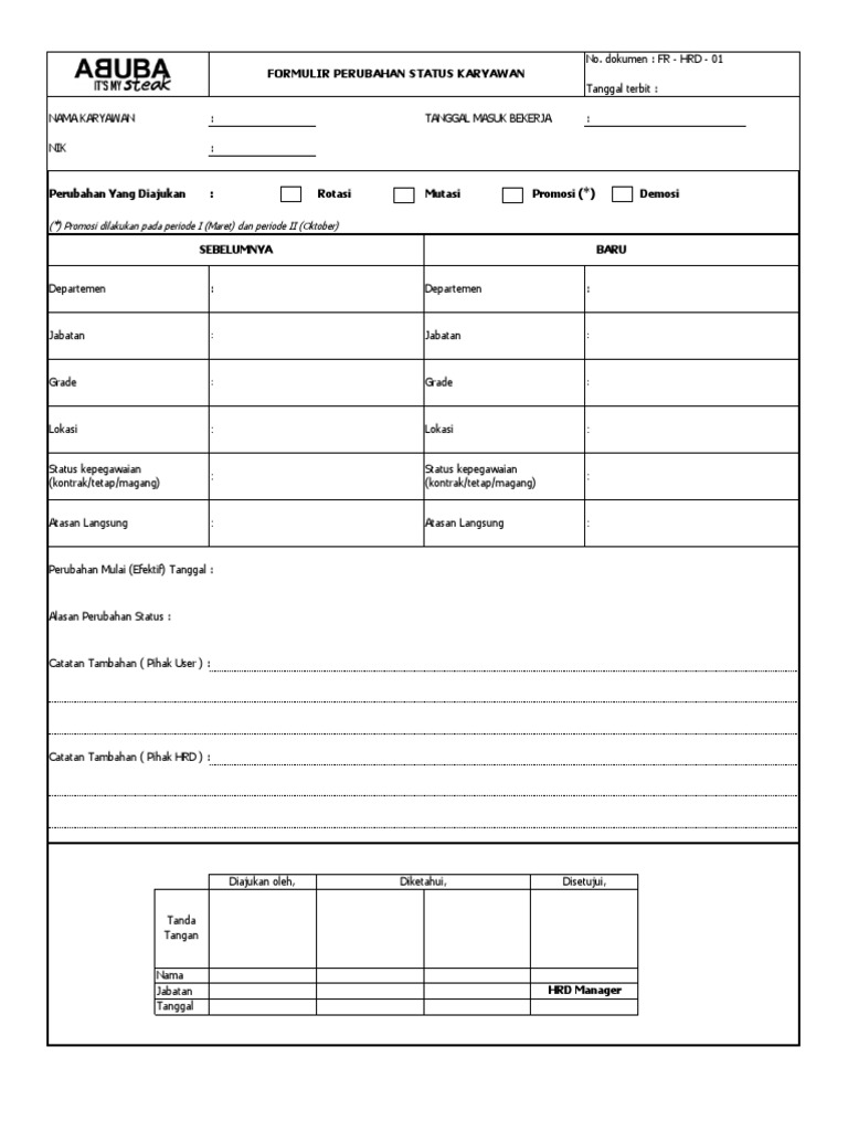 Form Perubahan Status | PDF