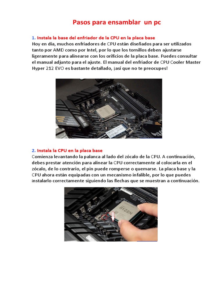 Pasos para Ensamblar Un PC | PDF | Unidad de estado sólido | Ingenieria ...