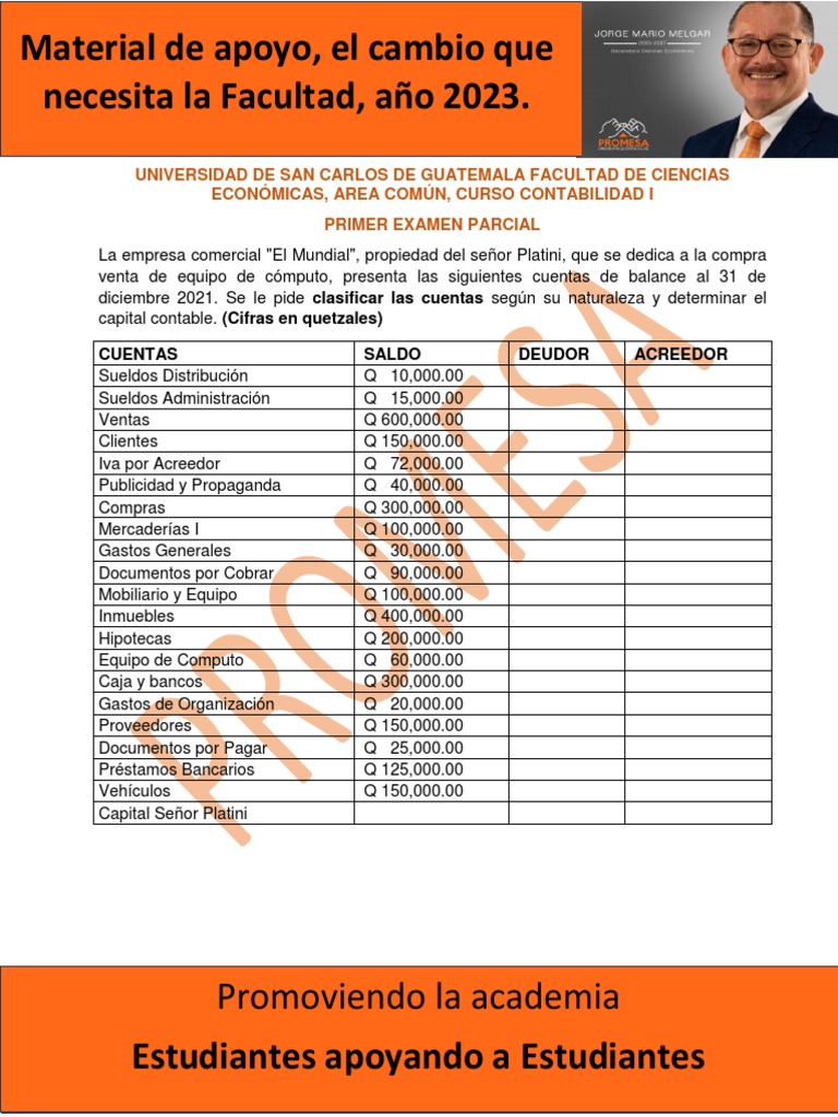 Material de Apoyo Conta I 2023 | PDF | Contabilidad | Bancos