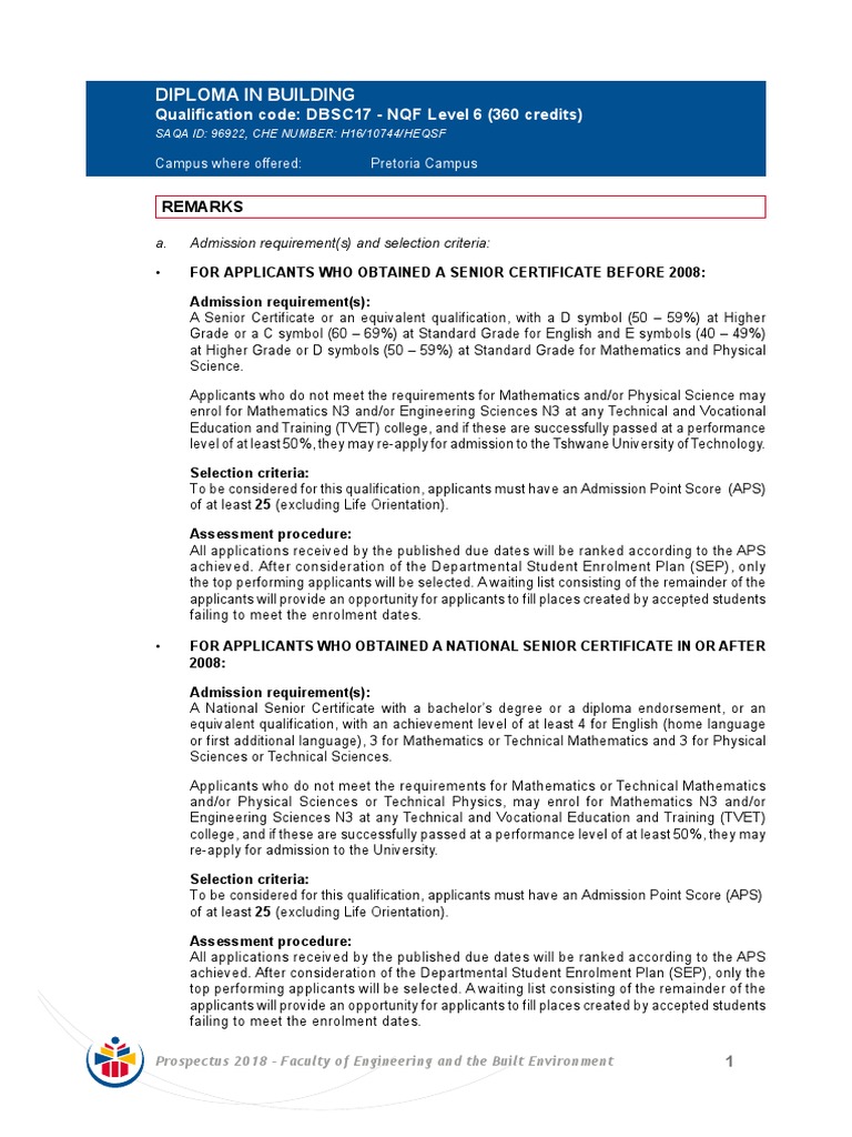 Dip Building 2018 | PDF | University And College Admission | Wall