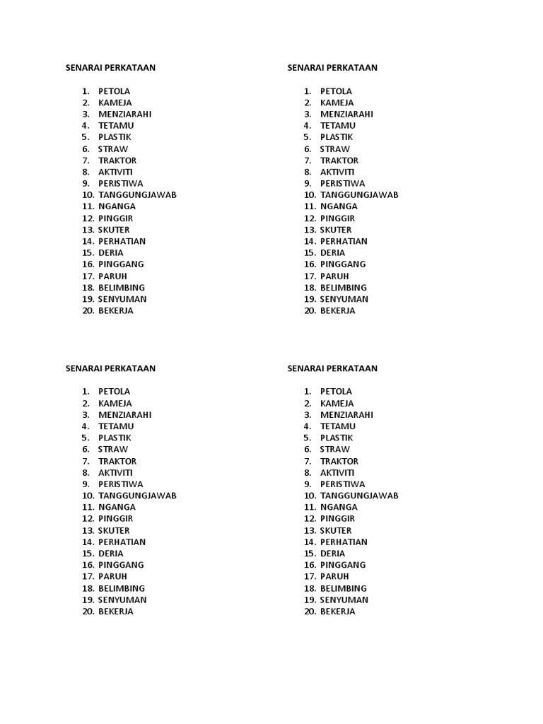 Senarai Perkataan | PDF | Griya & Taman