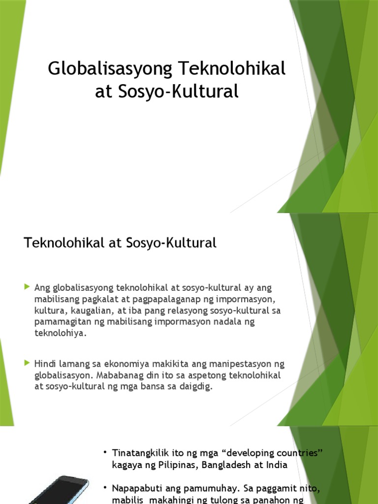 Globalisasyong Teknolohikal at Sosyo Kultural | PDF