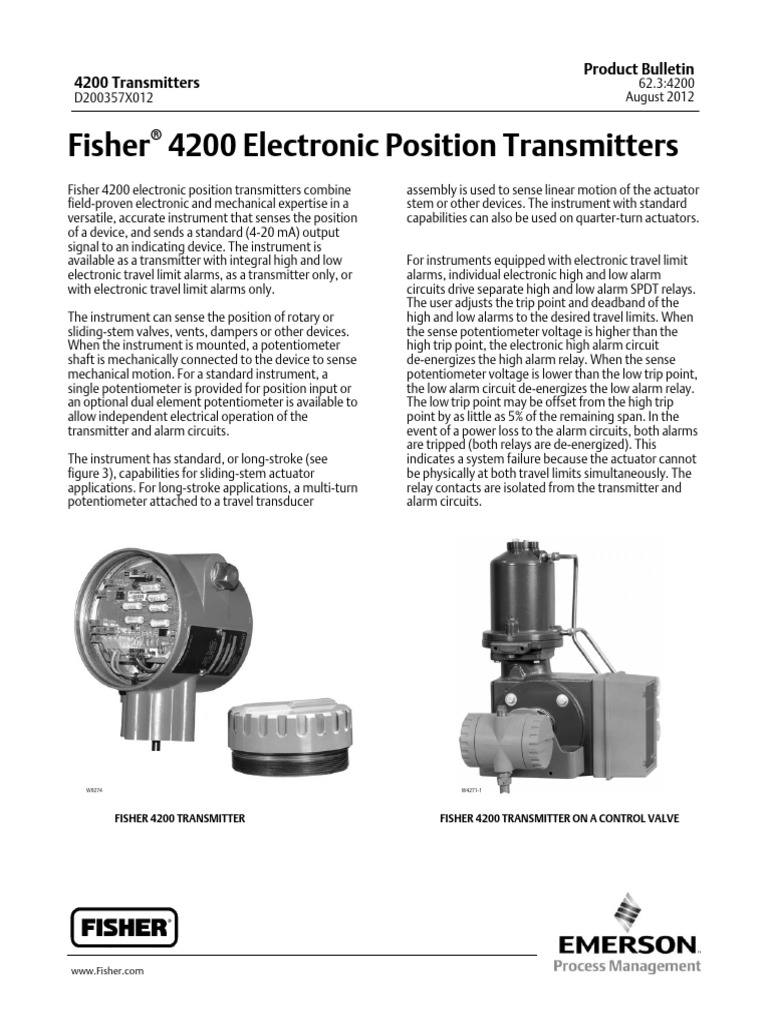 Fisher 4210 Electronic Position Transmitter Bulletin | PDF | Relay ...