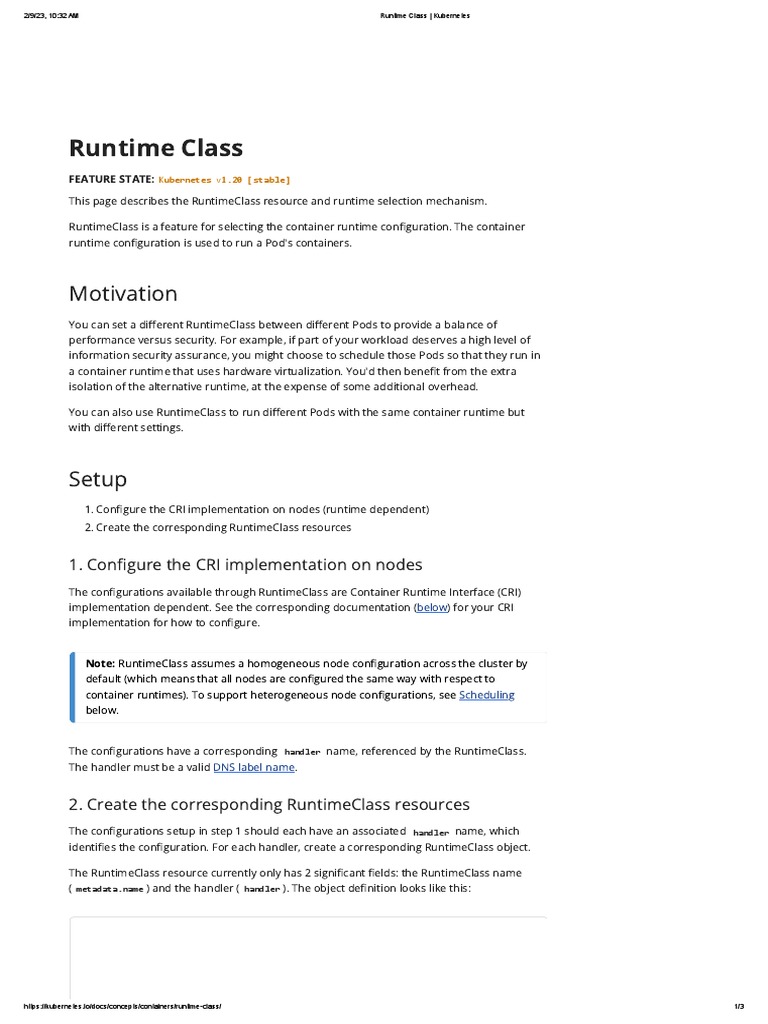 Runtime Class Kubernetes Pdf Software Computer Science 