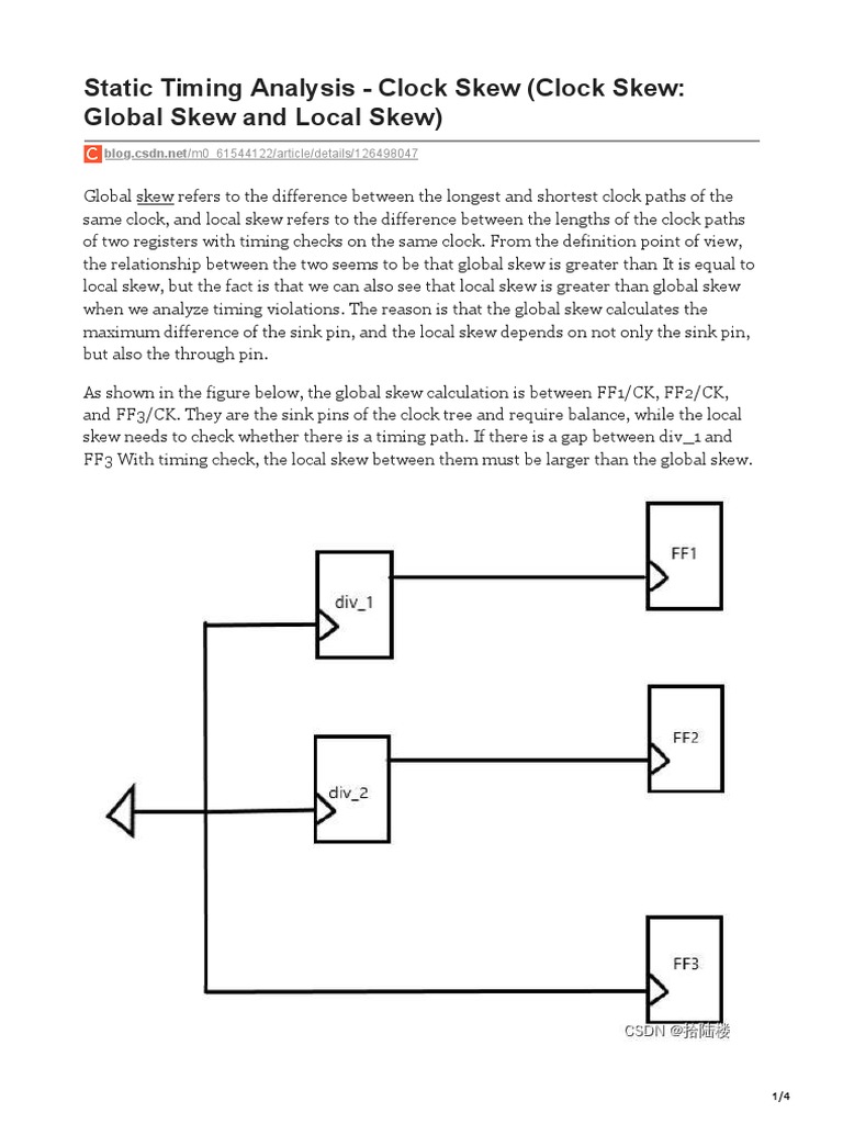 Static Timing Analysis - Clock Skew Clock Skew Global Skew and Local Skew | PDF | Computer ...