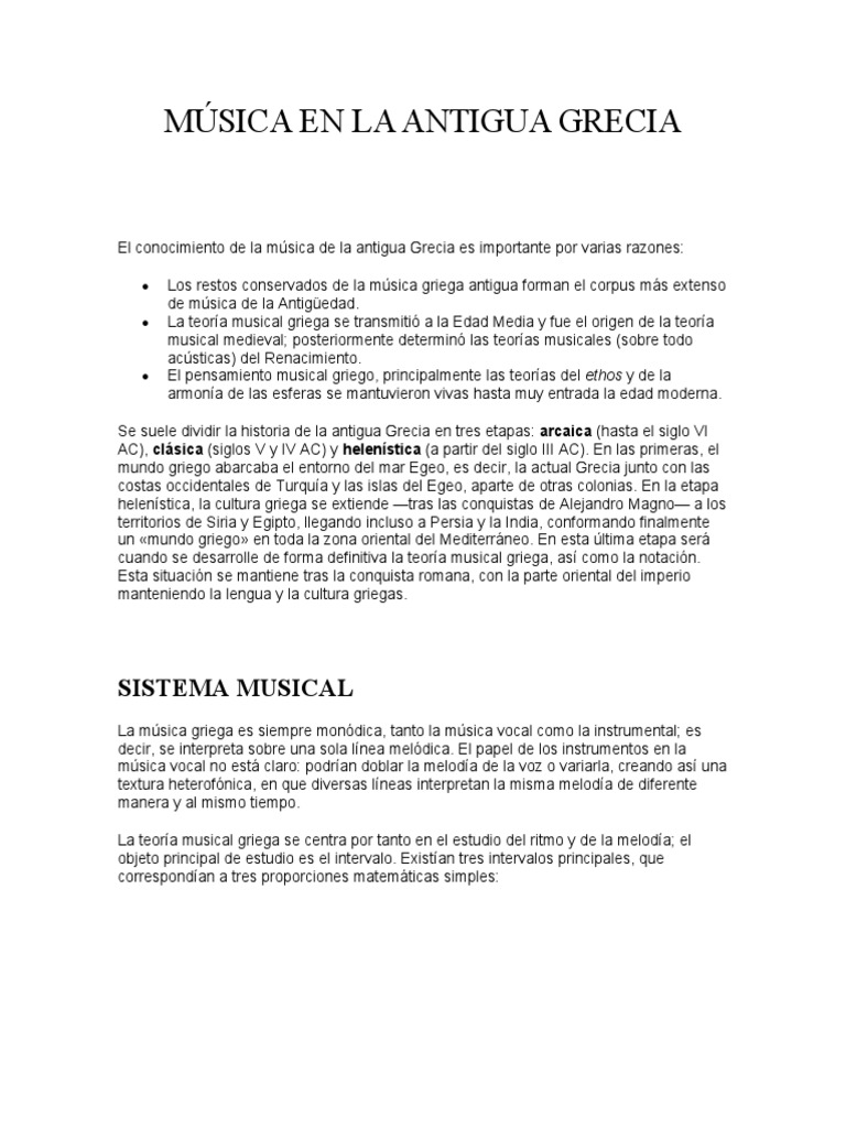 Música en la Antigua Grecia: Teoría y Práctica | PDF | Intervalo ...