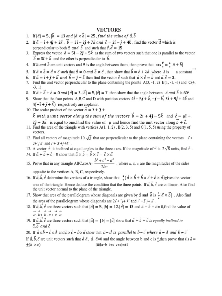 Vectors Problems And Solutions Pdf Triangle Euclidean Vector