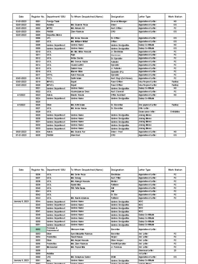 Register For Letter Despatch 2020-23-2023 | PDF | Bangladesh