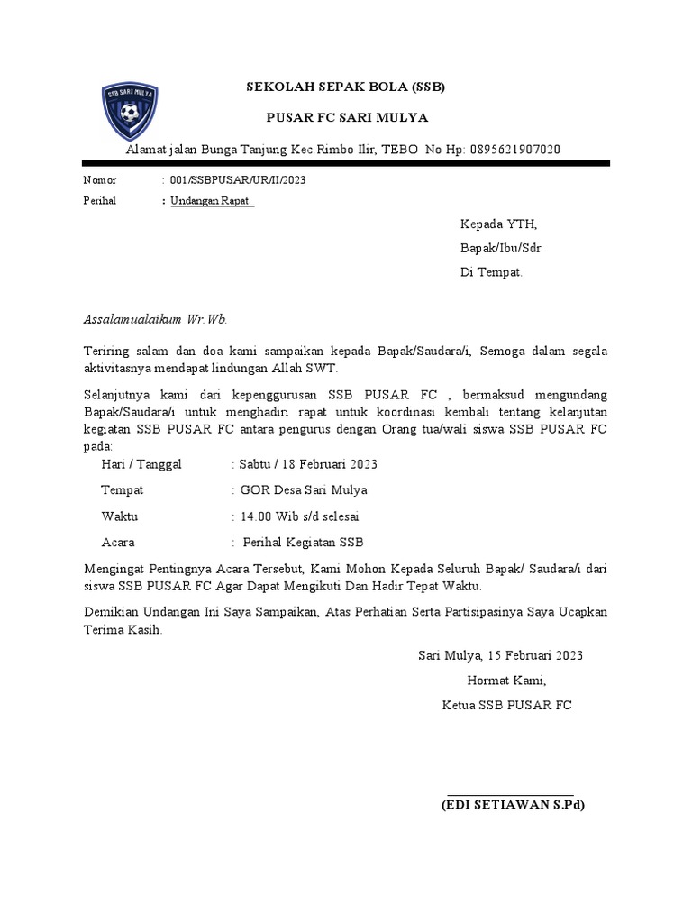 Undangan Rapat RT-12 - 120921 | PDF