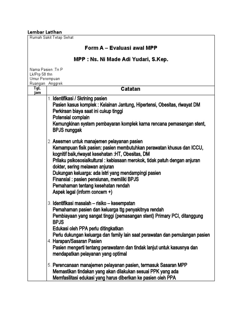 Lembar Latihan Form A - MPP-RSUP Sanglah Yudari | PDF | Sains & Matematika