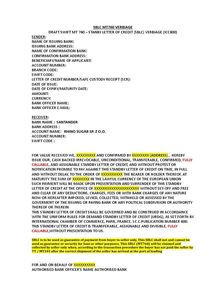 SBLC Verbiage (Icc600) JP Morgan Chase-2 | PDF