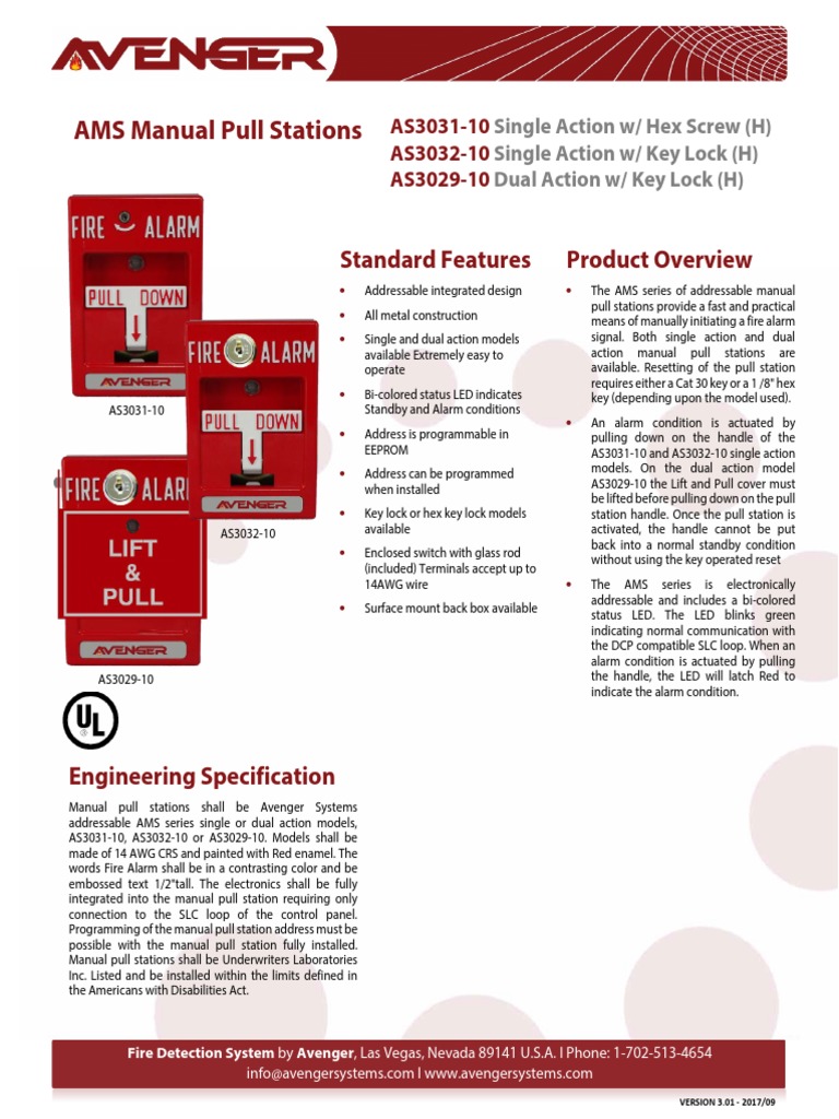 10.0.4.1 Avenger-AMS-AddressablePull-Stations | PDF | Manufactured Goods | Equipment